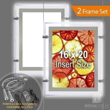 Glow-Edge LED Backlit Window Display with Cable Suspension Set / 2 pcs