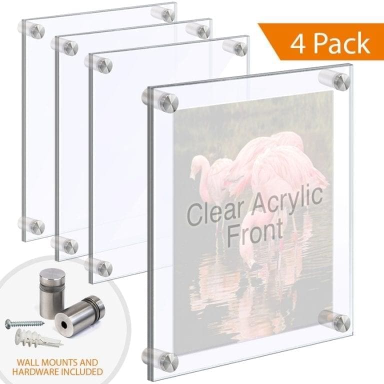 1/2 Thick Clear Acrylic Block Frame | Wall Mounted with Standoffs