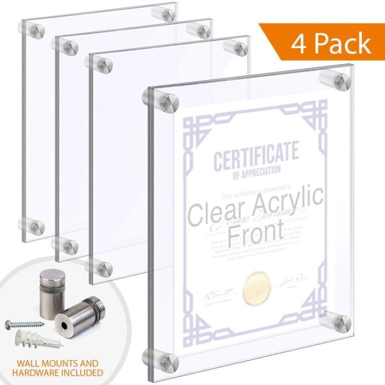 1/2 Thick Clear Acrylic Block Frame | Wall Mounted with Standoffs