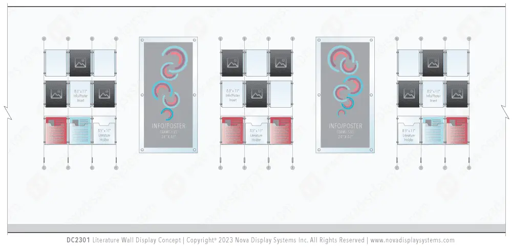 DC2301 Literature Wall Display – 18ft Wall | Display Concepts