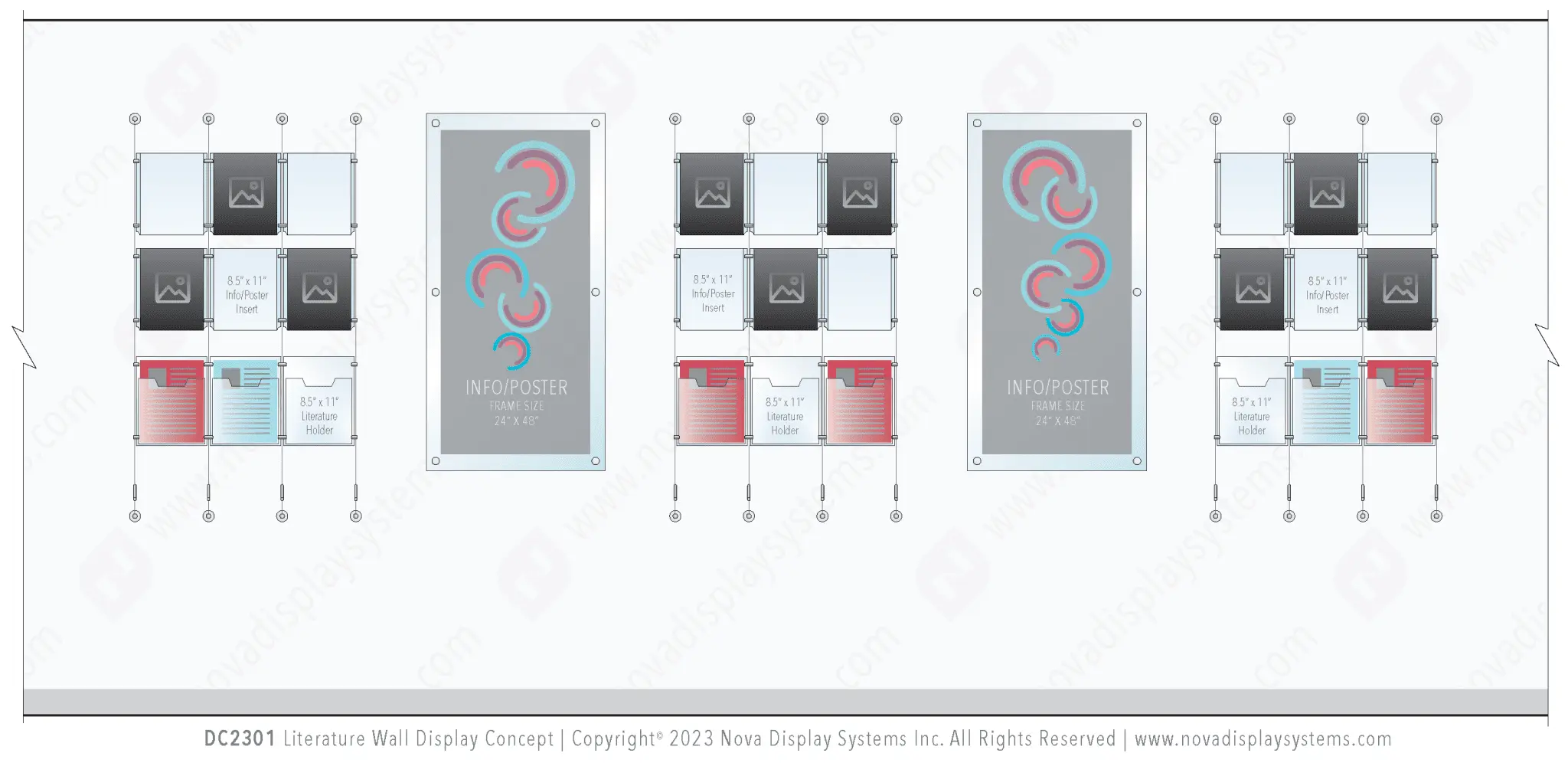 DC2301 Literature Wall Display – 18ft Wall | Display Concepts