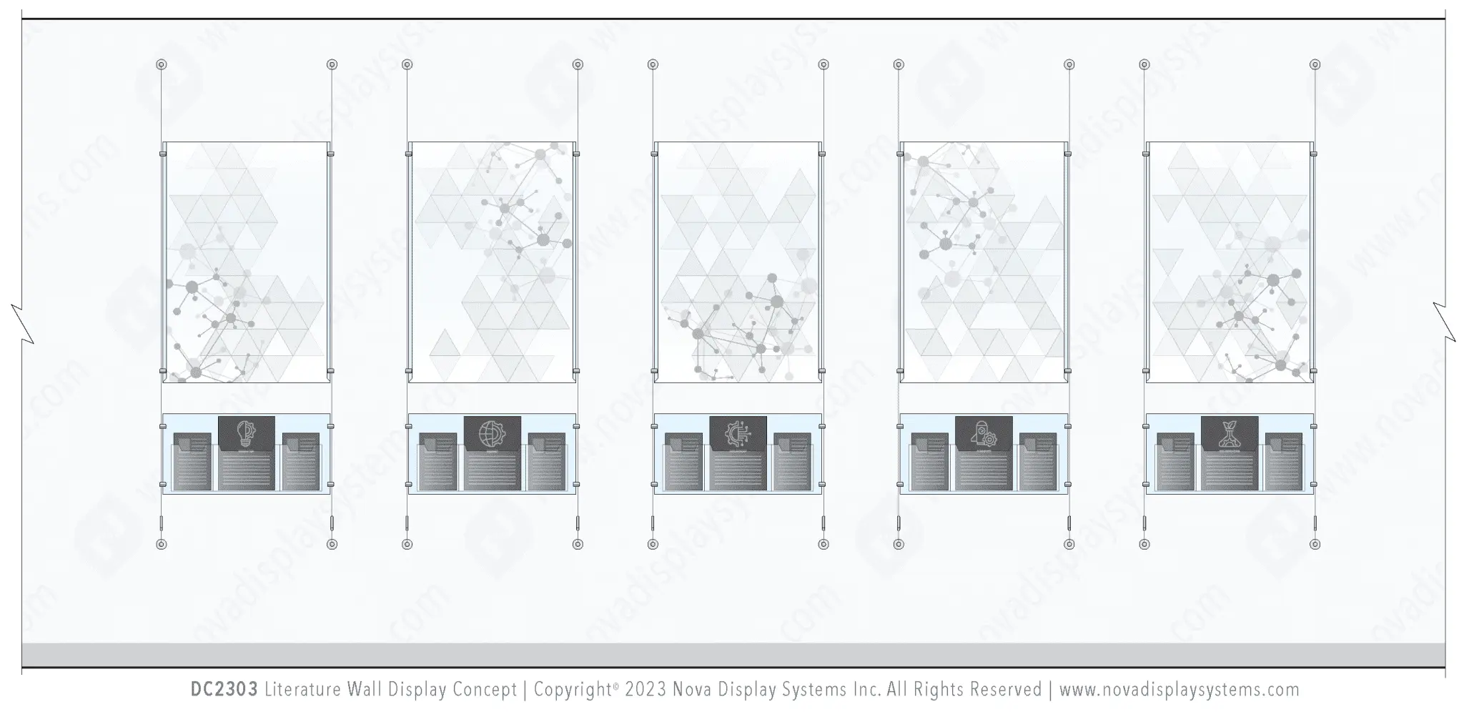 DC2303 Literature Wall Display – 16ft Wall | Display Concepts