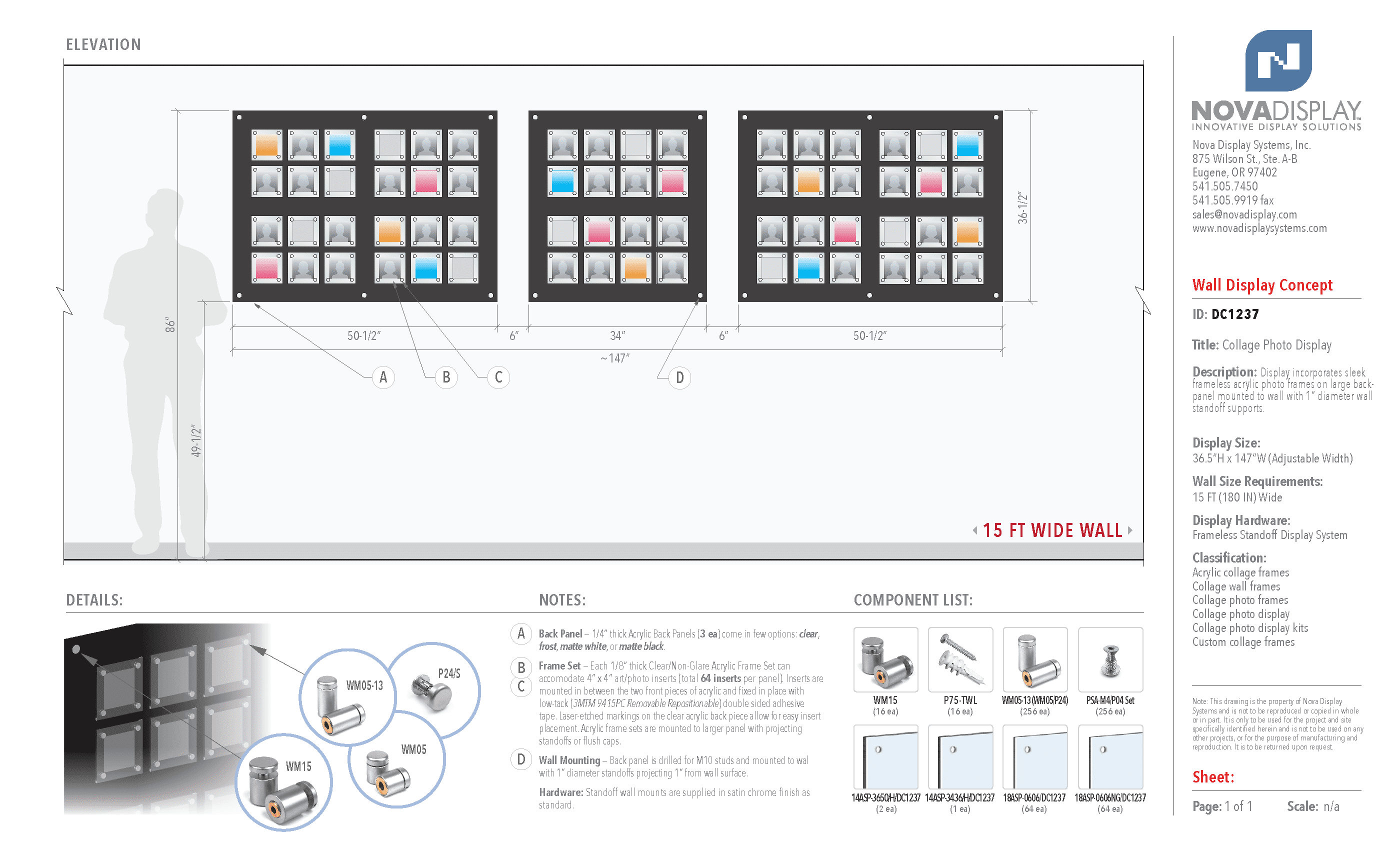 DC1237 Collage Photo Wall Display | Acrylic Frames for 4x4 Inserts