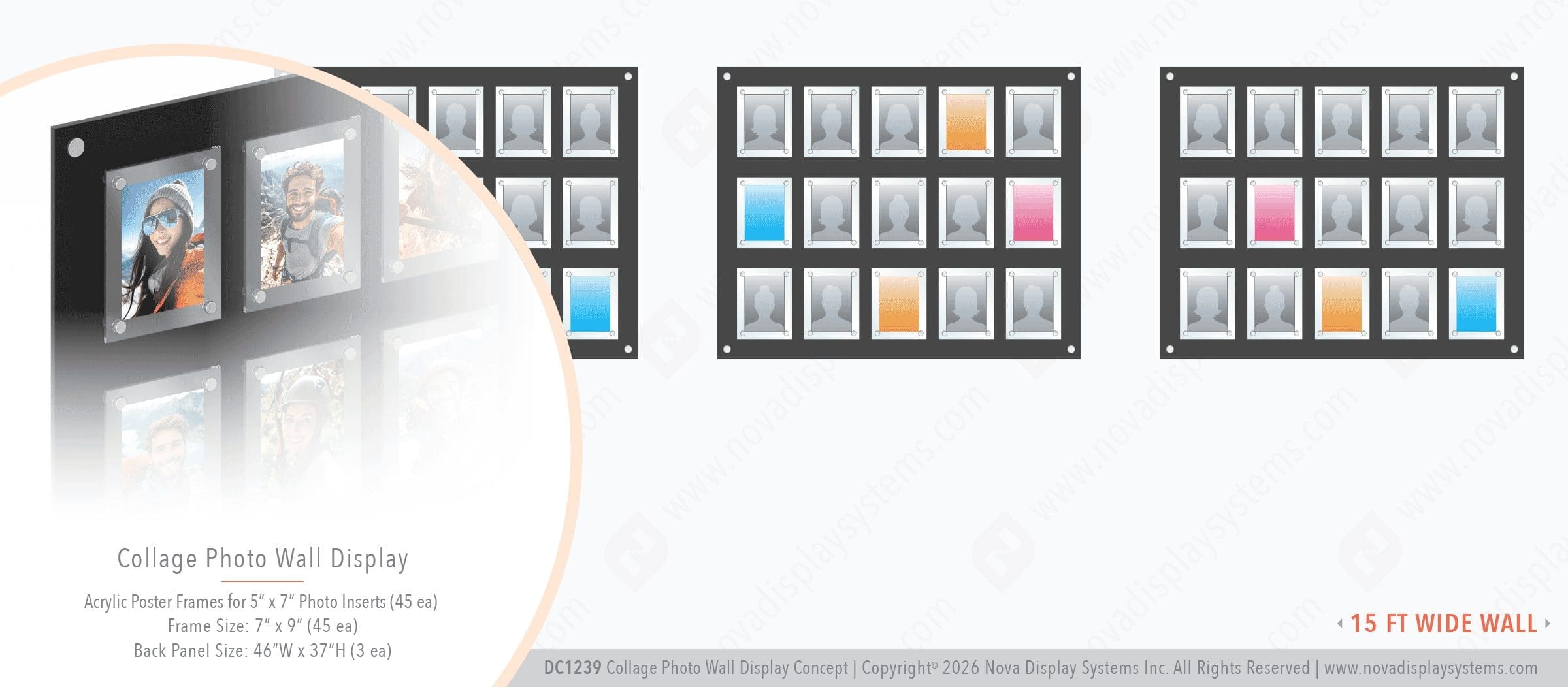 DC1239 Collage Photo Wall Display | Acrylic Frames for 5x7 Inserts